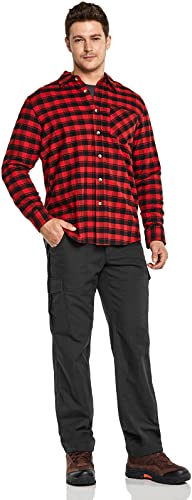 CQR Men's Winter Tactical Cargo Pants, Thermal Fleece Lined Outdoor Snow Ski Hiking Work, Fleece Cargo Black, 30W x 30L