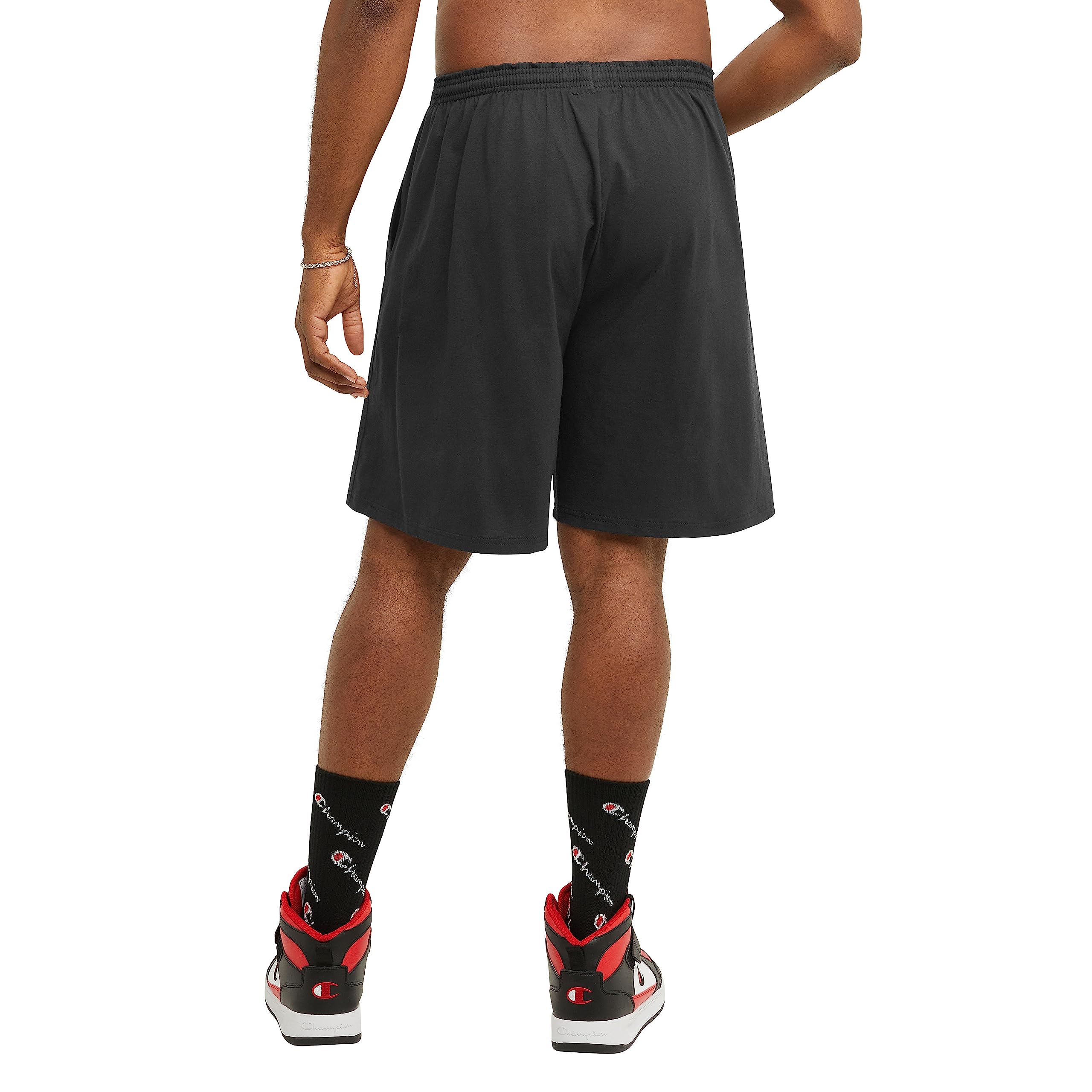Champion, Lightweight Lounge, Casual Jersey Knit Men's, Weekend Shorts (Reg. or Big, Black C Patch Logo, X-Large Tall