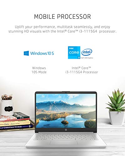 HP 14 Laptop, 11th Gen Intel Core i3-1115G4, 4 GB RAM, 128 GB SSD Storage, 14-inch Full HD Display, Windows 10 in S Mode, Long Battery Life, Fast-Charge, Thin & Light Design (14-dq2020nr, 2021)
