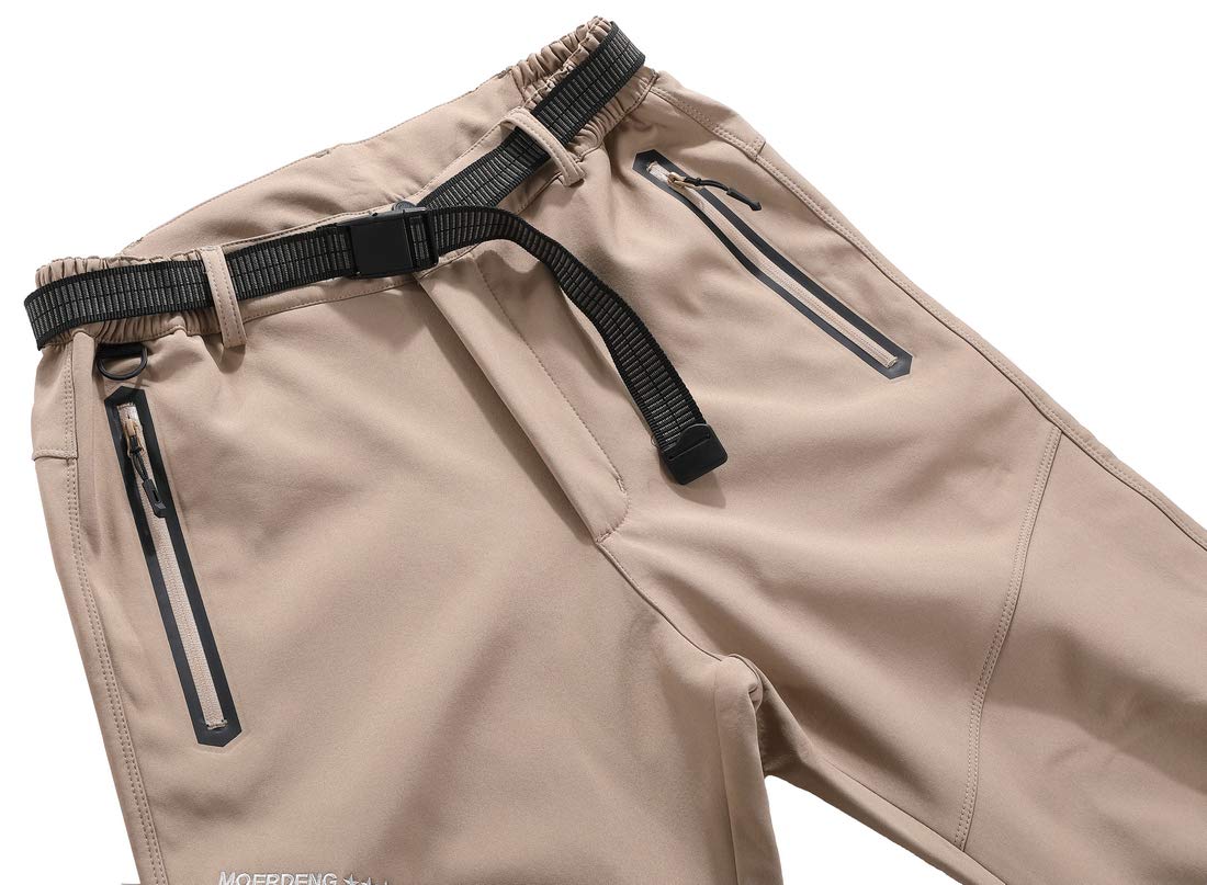 MOERDENG Men's Soft Shell Waterproof Winter Snow Ski Snowboarding Pants Fleece Cargo Hiking Pants