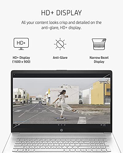 HP Laptop, 17" HD+ Anti-Glare Screen, 11th Gen Intel Core i5-1135G7, Intel Iris Xe Graphics, Long Battery Life, Webcam, HDMI, Mics, Windows 11 Home, Silver, Microfiber Cloth (32GB RAM | 1TB SSD)