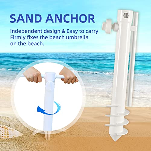AMMSUN 7ft Heavy Duty High Wind Beach Umbrella with Sand Anchor & Tilt Sun Shelter UV 50+ Protection Outdoor Sunshade Umbrellas Carry Bag for Patio Garden Pool Backyard Multicolor Stripe