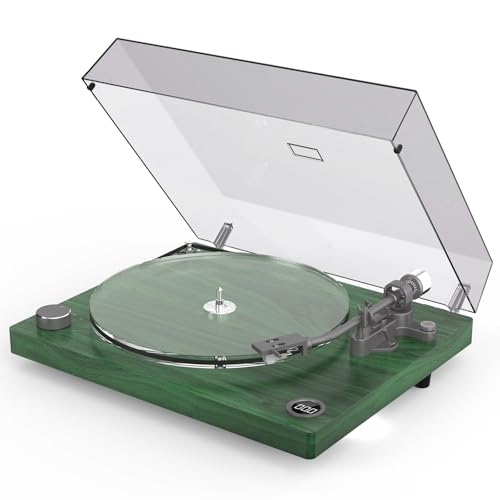 Record Player Turntable Built-in Phono Preamp, Vinyl Record Player with Adjustable Counterweight Magnetic Cartridge, Anti-Skate Control, Acrylic Platter, 33 or 45 RPM Green