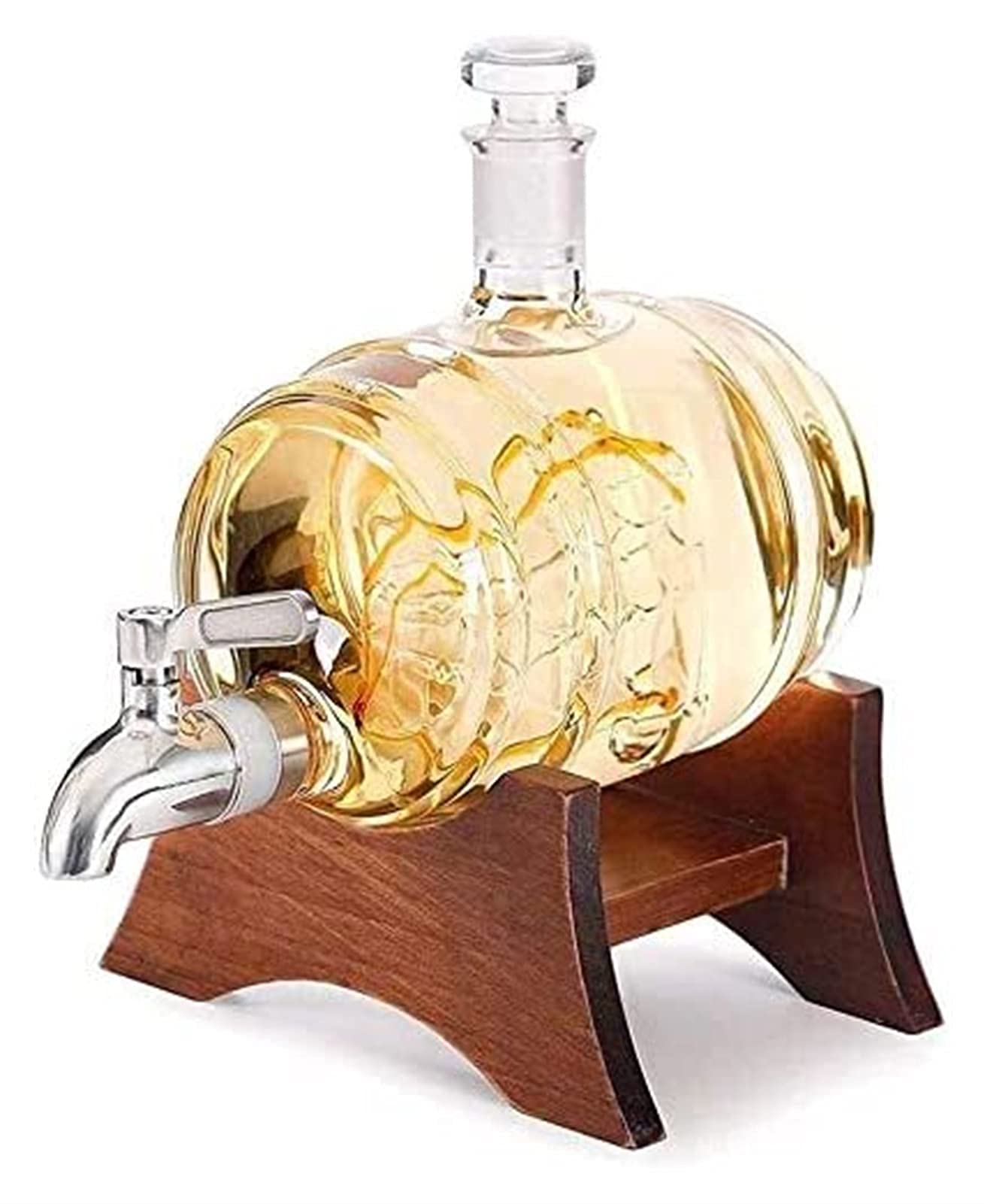Decanter Whiskey Decanter Wine Decanter Decanters Sailing Ship Stainless Steel Spigot Liquor Dispenser Wooden Stand With Faucet Wine For Tequila Bourbon Rum Alcohol Related Gifts For Dad 1000ML Whiske