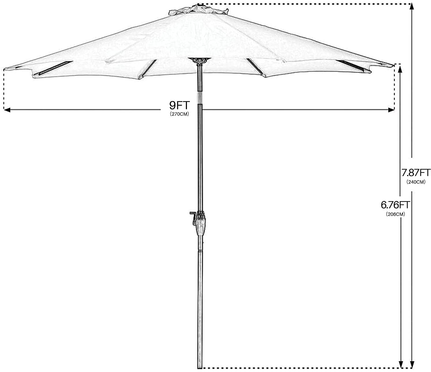 Grand patio 9 FT Enhanced Patio Umbrella with 8 Ribs, Table Market Umbrella with Crank/Tilt, Outdoor Shades for Pool Garden Yard Deck Beach, Blue