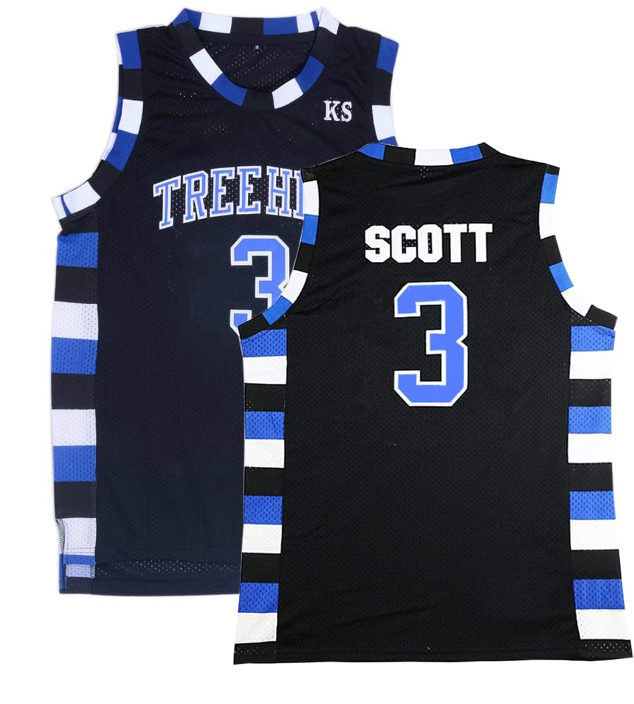 Mens One Tree Hill Scott Moive Basketball Jersey (#3 Black, Medium)