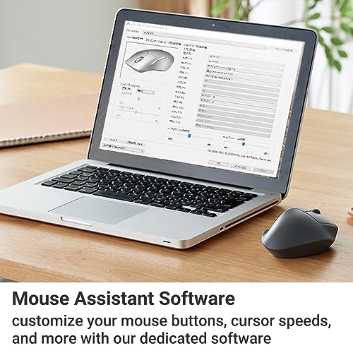 ELECOM Bluetooth Mouse Ergonomic Shape, Silent Click, 18-Month Battery Life, 2000DPI, 5 Buttons with Tilt Wheel, Optical Sensor, Compatible with PC, Mac, Laptop, SHELLPA, Black (M-SH30BBSKBK)