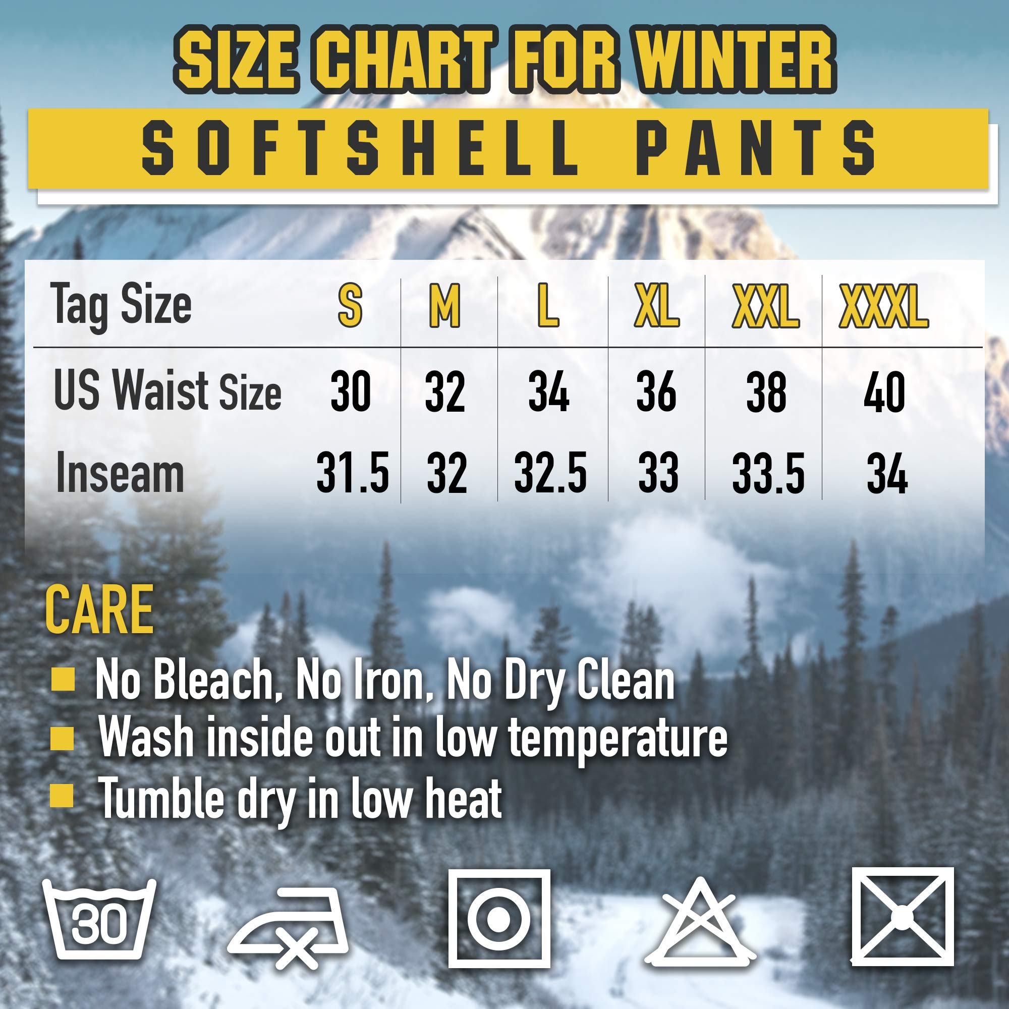 M-Tac Winter Tactical Pants for Men Softshell Insulated Fleece Lined Cargo Pants (Black, M)