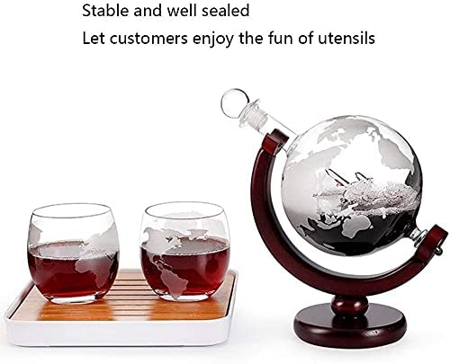 Decanter Globe Whiskey Decanter Set with Etched World Globe Glasses and Antique Sailing Ship Wine Decanter Wine bottle