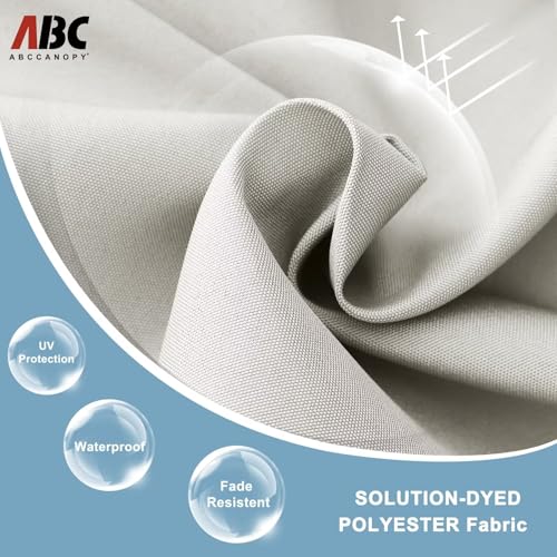 ABCCANOPY Durable Solar Led Patio Umbrellas with 32LED Lights 9FT (Light Beige)