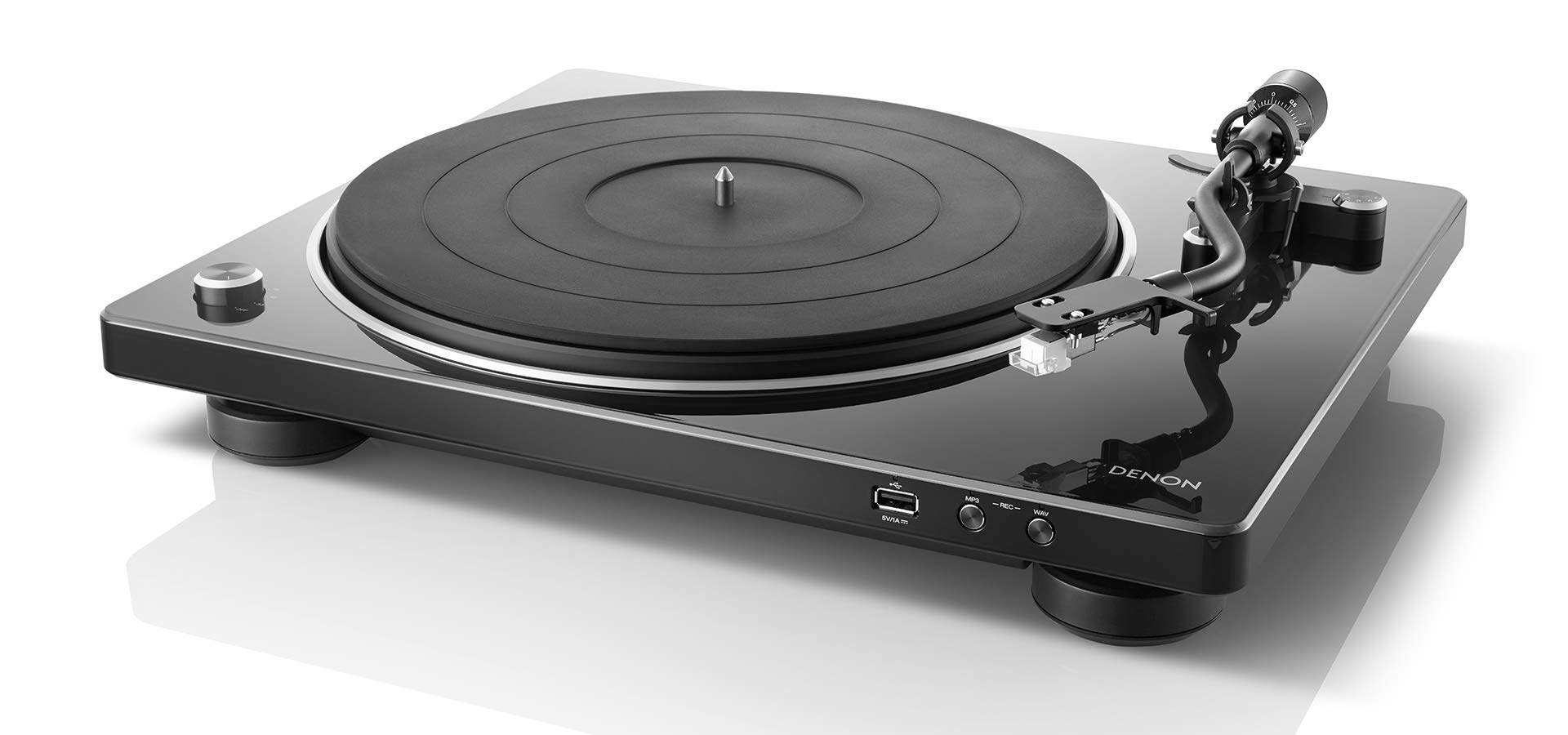 Denon DP-450USB Semi-Automatic Analog Turntable, USB Output for Recording, Speed Auto Sensor, Specially Designed Curved Tonearm, 33 1/3, 45, 78 RPM (Vintage) Speeds, Superior Audio, Black