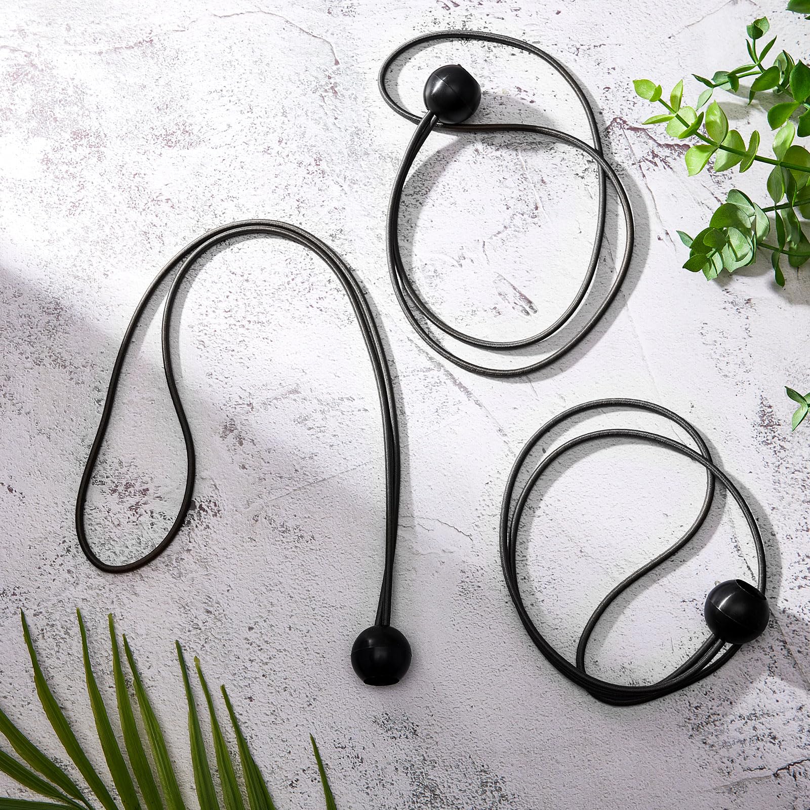 Woanger 12 Pcs Umbrella Strap for Parasol Patio Umbrella Bungee Strap with Ball for Multipurpose(Black)