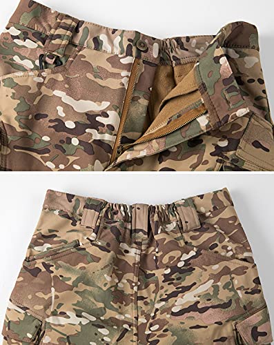 MANSDOUR Men's Snow Hiking Pants Winter Cargo Tactical Trousers Outdoor Softshell Water Repellent Fleece Lined Snowboard Skiing Pants Casual Windproof Military Pants