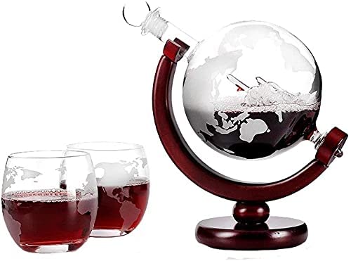 Decanter Globe Whiskey Decanter Set with Etched World Globe Glasses and Antique Sailing Ship Wine Decanter Wine bottle