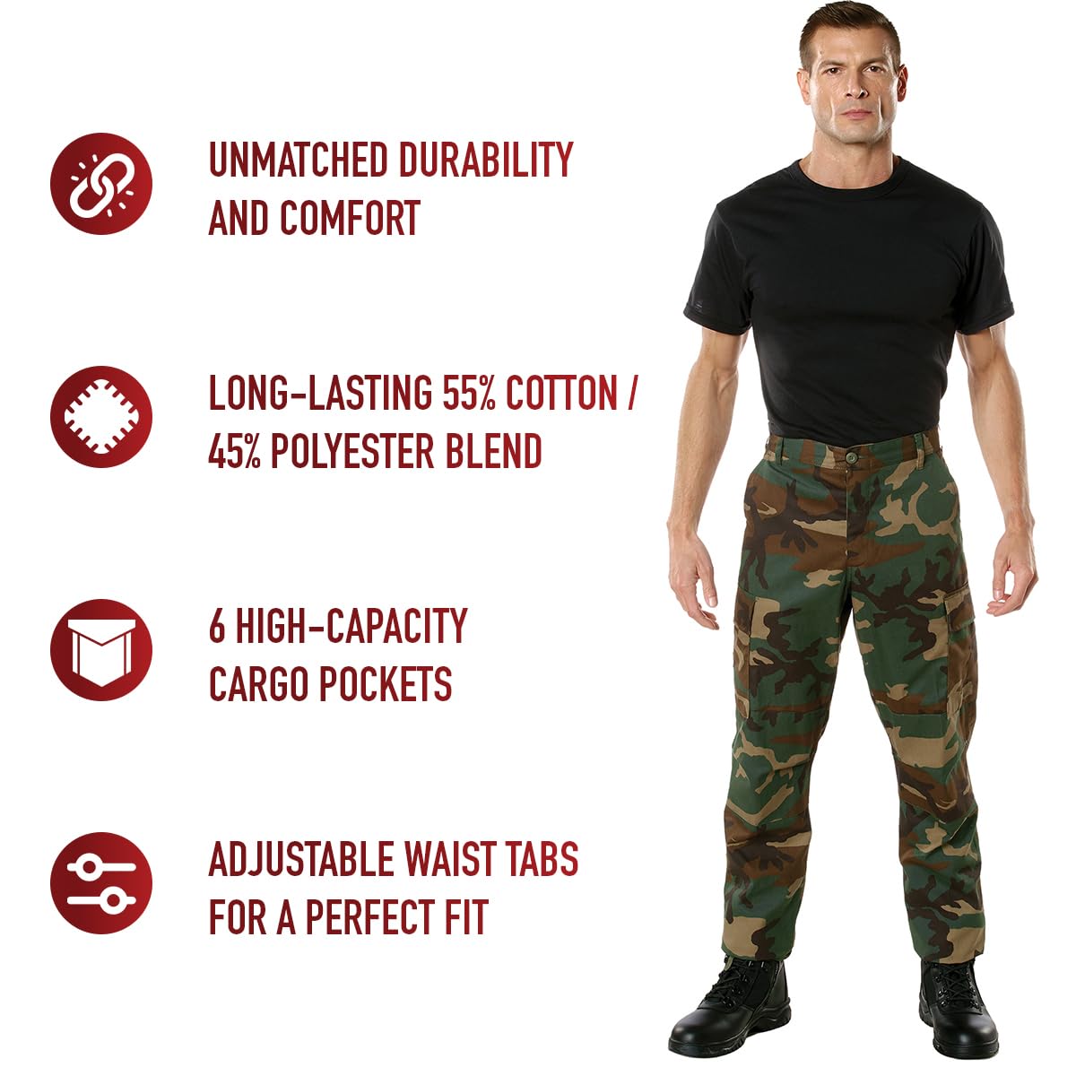 Rothco Tactical BDU Pants (US, Alpha, Small, Regular, Long, Woodland Camo)