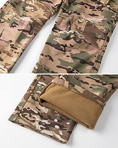 MANSDOUR Men's Snow Hiking Pants Winter Cargo Tactical Trousers Outdoor Softshell Water Repellent Fleece Lined Snowboard Skiing Pants Casual Windproof Military Pants