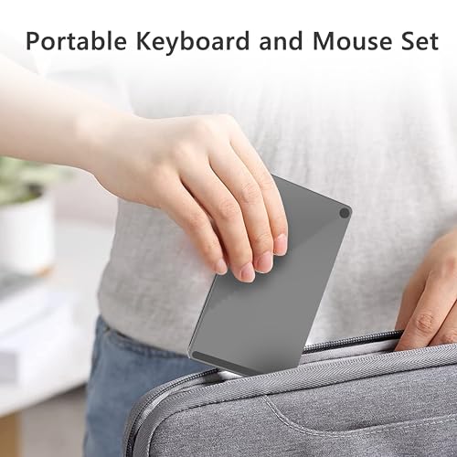 Acoucou Foldable Keyboard and Mouse Combo, Wireless Keyboard and Mouse Set, Portable Travel Keyboard for Tablet Smartphone Laptop, Compatible with Mac/iOS Windows Android System-3 Bluetooth Channels