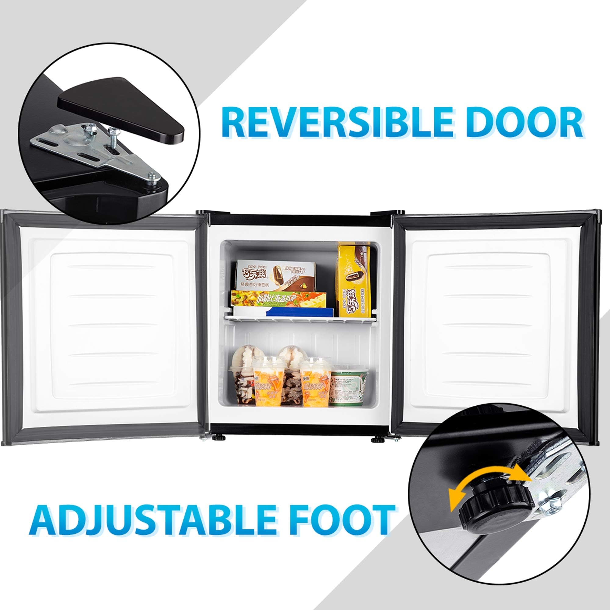 E EUHOMY 1.1 Cu.Ft Mini Freezer, Single Door Upright Freezer with Removable Shelf, Reversible Door, Compact Deep Freezer, for Home/Kitchen/Garage-Black 7 model Settings