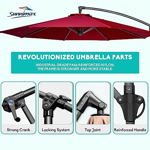 SUNNIMAX Patio Umbrella with base included, 10 FT outdoor offset umbrella for garden, w/UV Prection (GREY)
