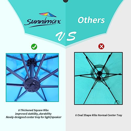 SUNNIMAX Patio Umbrella with base included, 10 FT outdoor offset umbrella for garden, w/UV Prection (GREY)