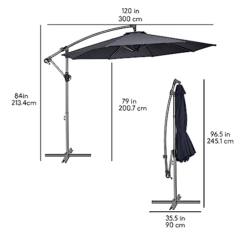 SUNNIMAX Patio Umbrella with base included, 10 FT outdoor offset umbrella for garden, w/UV Prection (GREY)