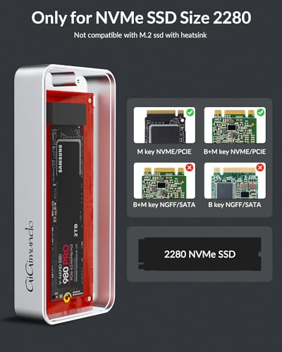 GiGimundo AJM40C Ultra-Fast 40Gbps External SSD Enclosure - Compatible for Mac/PC with Thunderbolt 3/4 for High-Speed Data Transfer, 4K Video Editing, Gaming, Backup - Silver