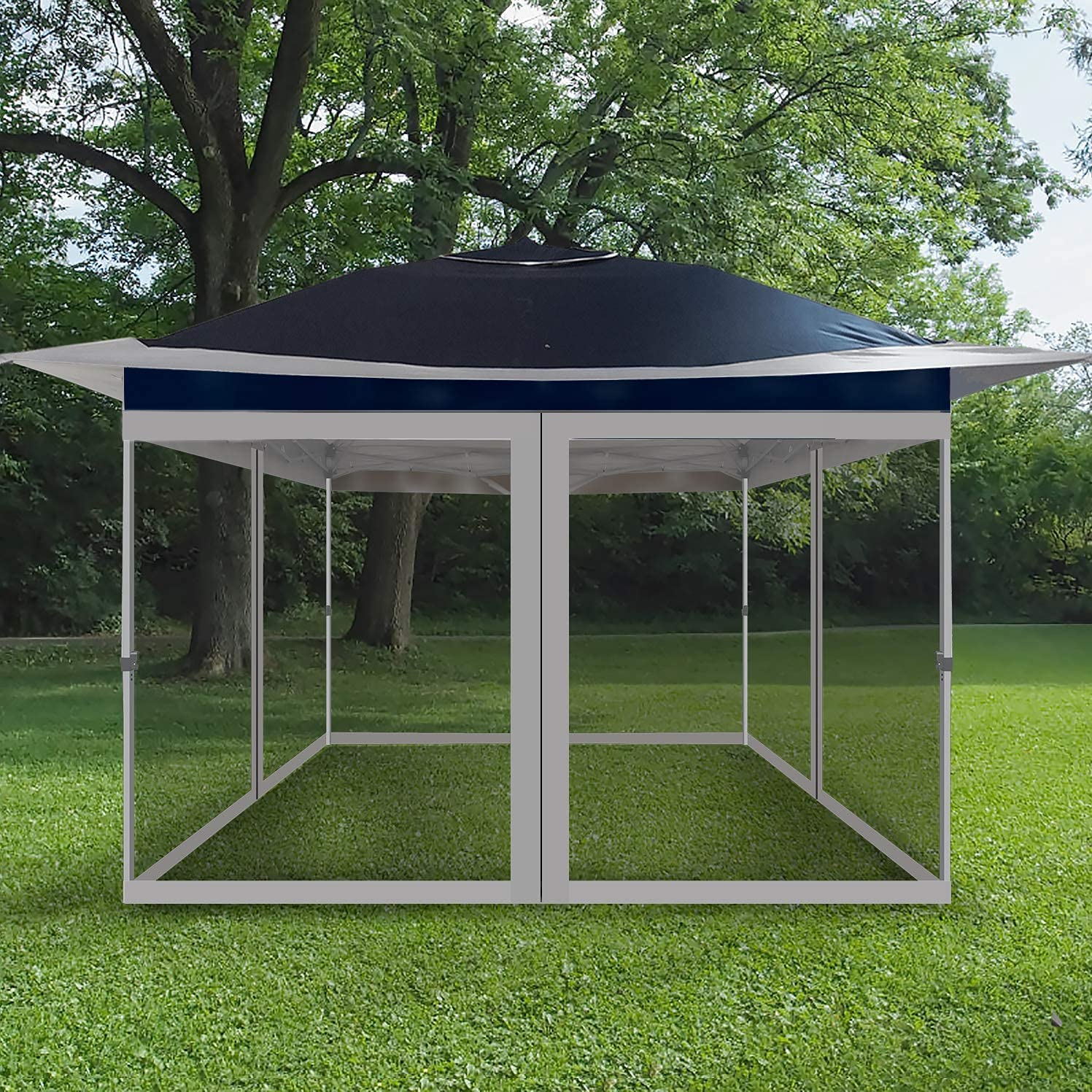 Generies Outdoor Gazebo Pop-up Canopy Tent Extra 12 x 12 Shade with Durable Frame, 4 Sand Bags, Wheeled Bag - Easy Set-up and Folding Commercial Instant Canopy to Garden (Navy Blue)…