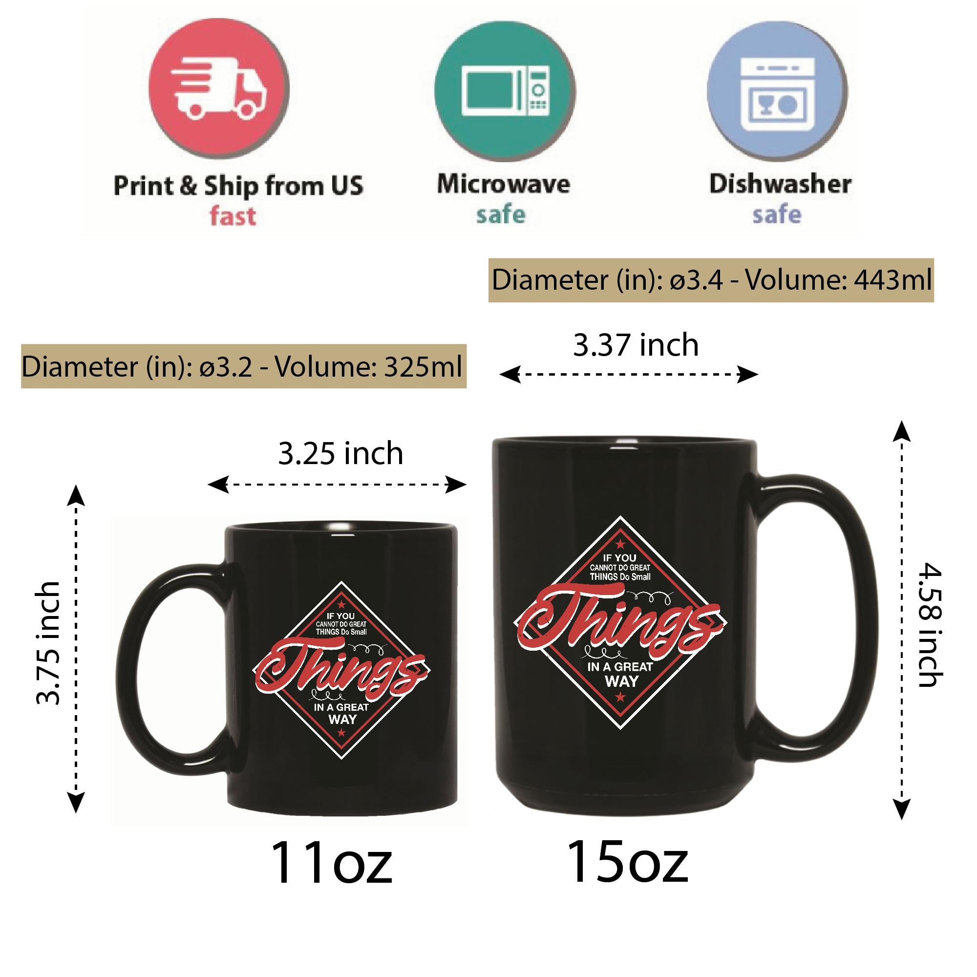 Inspirational Gifts for Entrepreneurial Minds Motivation and Self Improvement 11oz 15oz Black Coffee Mug