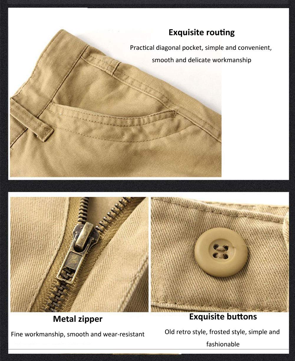 Lilychan Men's Lightweight Cargo Trouser Hiking Pants Army Combat Work Pants Casual Pants with 6 Pocket (38, Khaki)