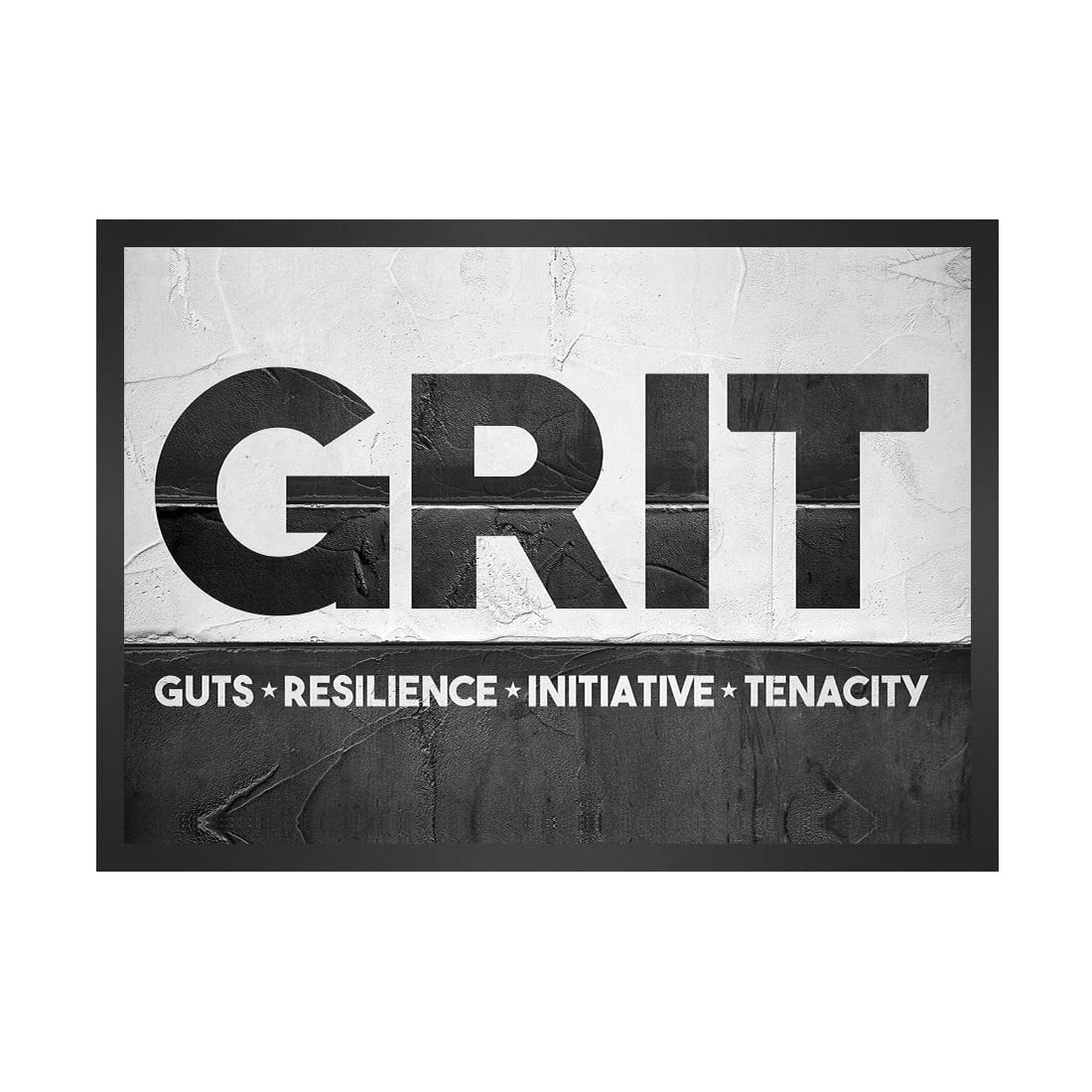 GRIT - Guts, Resilience, Initiative, Tenacity Inspirational Poster - Mental Health Therapy Wall Frame Art Gift for Therapist Counselor