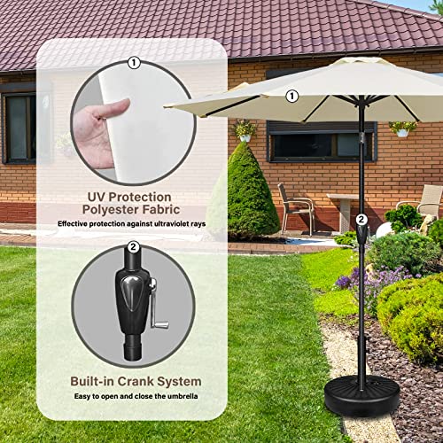 YSSOA 7.5' Patio Umbrella Outdoor Table Market Yard Umbrella with 6 Sturdy Ribs, Beige