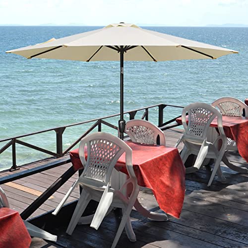 YSSOA 7.5' Patio Umbrella Outdoor Table Market Yard Umbrella with 6 Sturdy Ribs, Beige