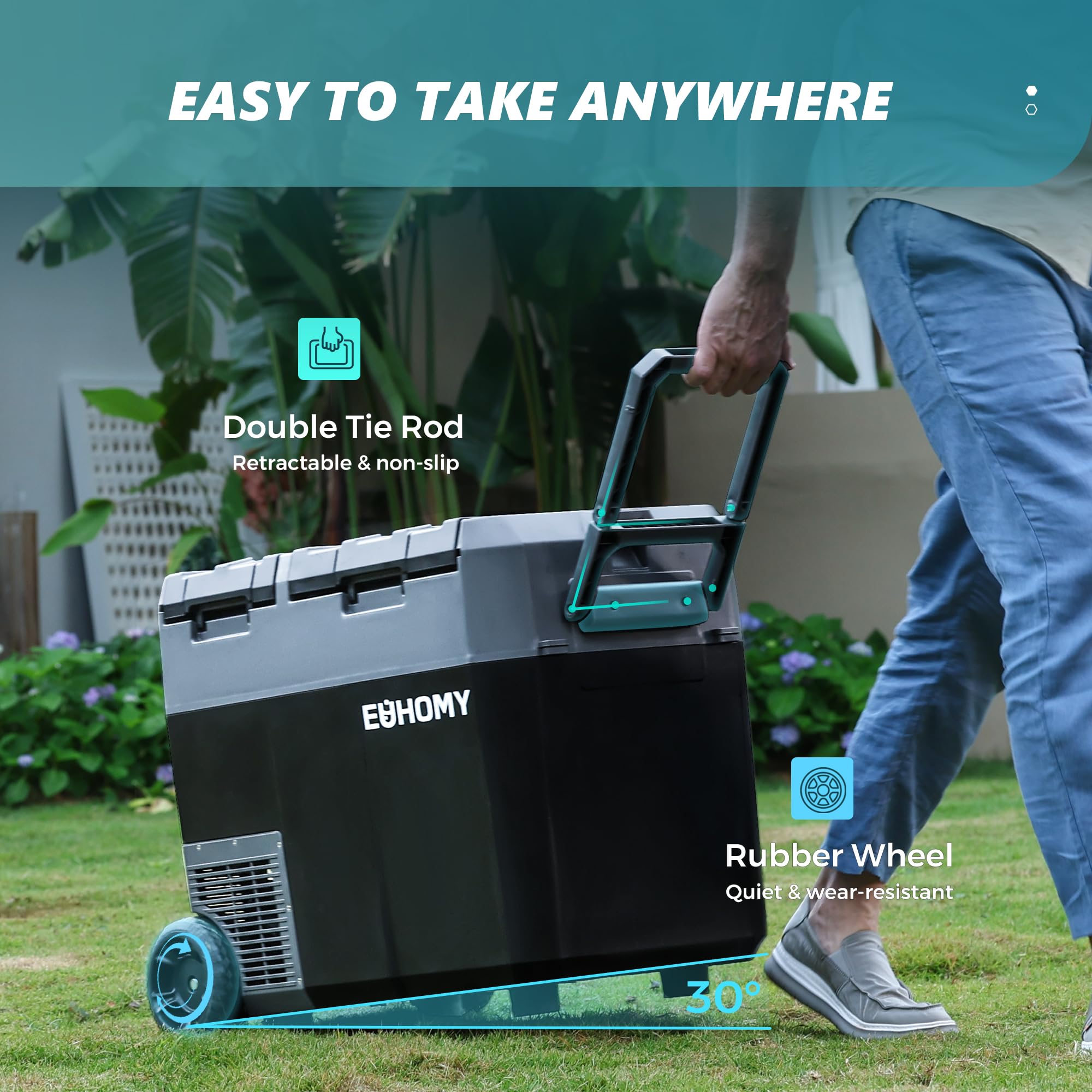 EUHOMY 12 Volt Refrigerator with Ice Maker, 48QT(45L) Electric Cooler Usable Battery Dual Zone, Car Refrigerator APP Control, 12V Fridge 12/24V DC 110-240V AC for Camping, Travel, Outdoor, Home