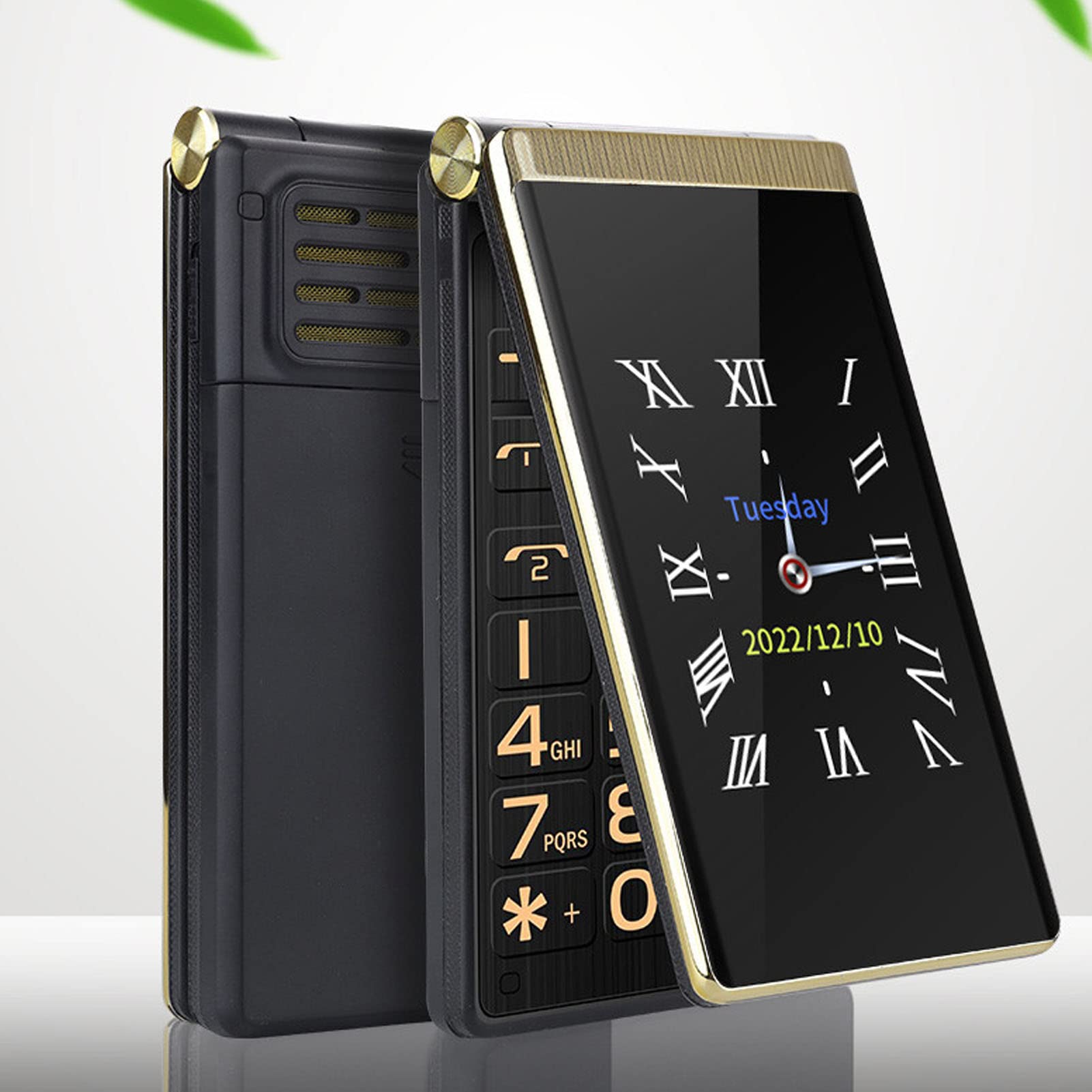 3 Inch Senior Flip Phone, 2G Mobile Unlocked with SOS Big, LED Flashlight and Cell Phone Clear Sound,Dual SIM Slots 5900mAh Unlocked Cellphone for Seniors Kids (Gold Color)