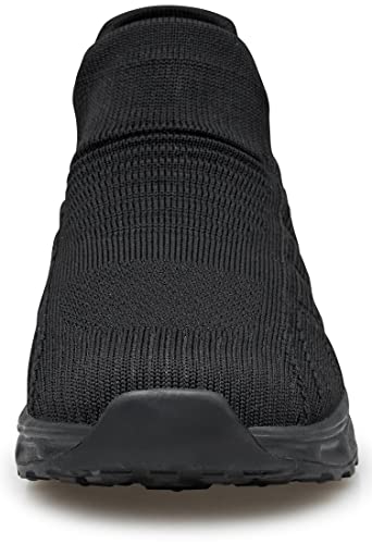 vibdiv Women Sneakers Fashion Walking Shoes Slip-on Air Cushion Lightweight Breathable Comfortable, Full Black 8
