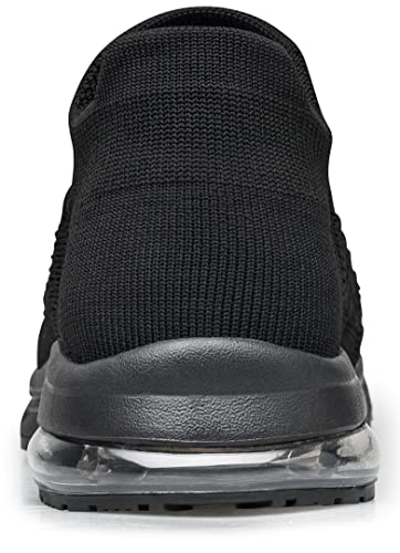 vibdiv Women Sneakers Fashion Walking Shoes Slip-on Air Cushion Lightweight Breathable Comfortable, Full Black 8