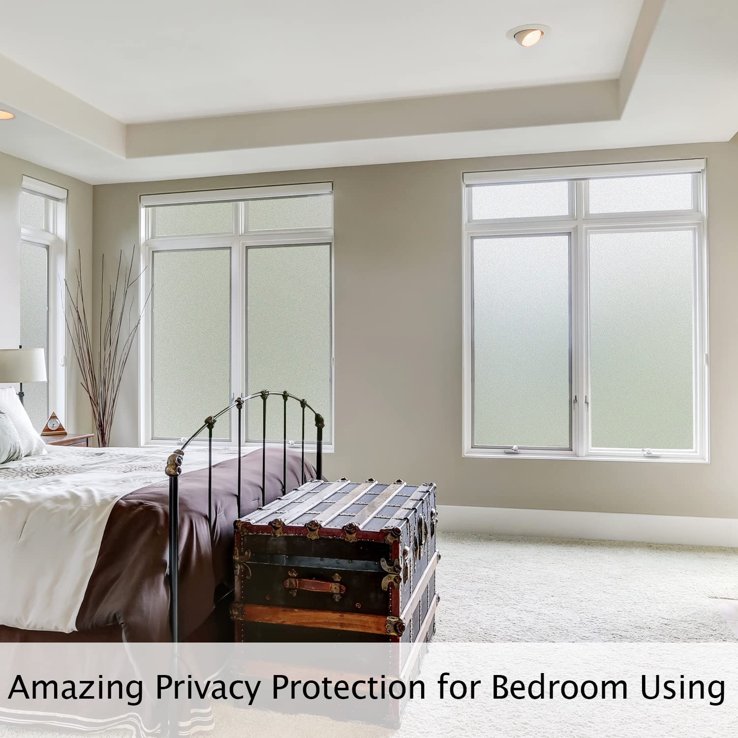HIDBEA Frosted Window Privacy Film Heat Control UV Blocking, Static Cling Non-Adhesive Reusable Door coverings for Bathroom Home Office (Frosted, 23.6 Inch x 6.5 Feet)