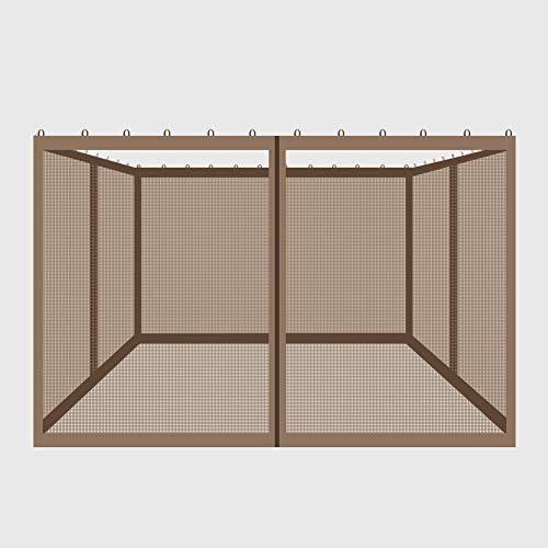 Gazebo Universal Replacement Mosquito Netting - Gafrem Outdoor 10'x12' Gazebo 4-Panel Screen Walls with Zipper (Khaki)