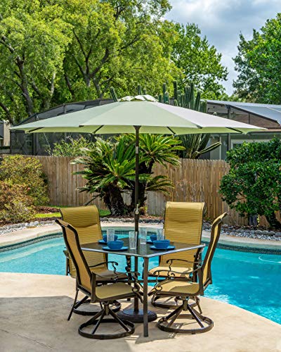 Pebble Lane Living QD01-LIME Patio Umbrella, Bronze Aluminum Frame with Hand Crank & Push Tilt Action, Vented Top, UV & Water Resistant, Lime Green, 9' Diameter