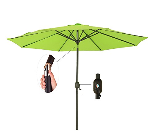 Pebble Lane Living QD01-LIME Patio Umbrella, Bronze Aluminum Frame with Hand Crank & Push Tilt Action, Vented Top, UV & Water Resistant, Lime Green, 9' Diameter