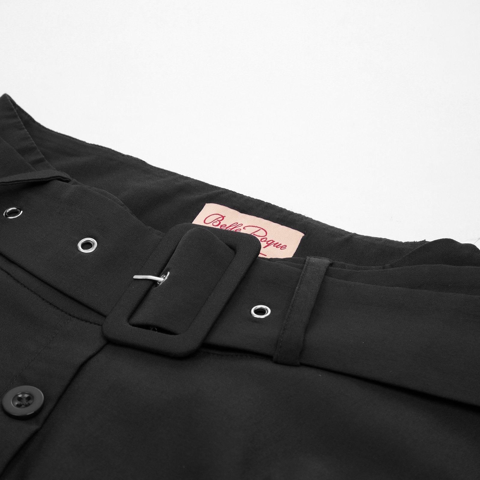 Women's Vintage High Waisted A-Line Skirts Flowy Long Skirt with Pockets and Belts Black XL
