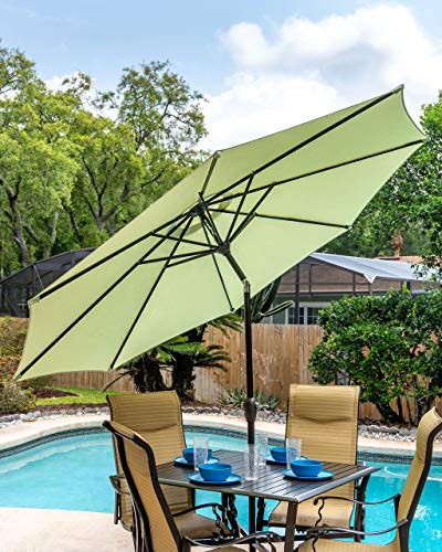 Pebble Lane Living QD01-LIME Patio Umbrella, Bronze Aluminum Frame with Hand Crank & Push Tilt Action, Vented Top, UV & Water Resistant, Lime Green, 9' Diameter