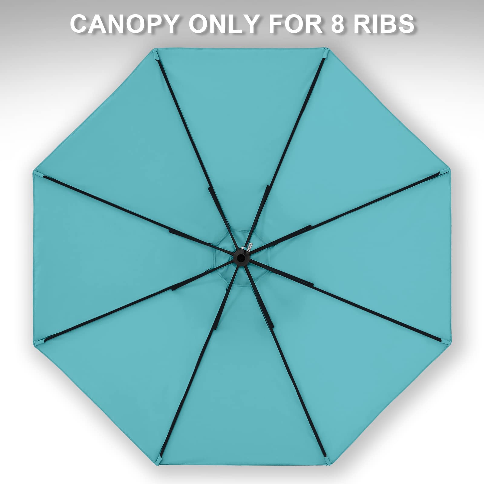 MASTERCANOPY Patio Umbrella 9 ft Replacement Canopy for 8 Ribs-Turquoise Canopy Only