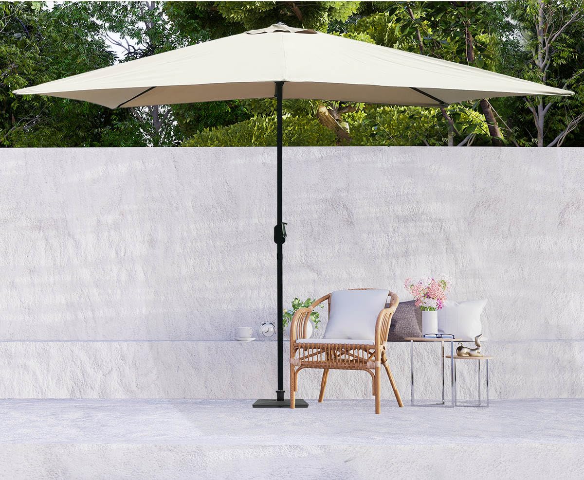 ontheway 6.5x10 ft Rectangular Patio Umbrella, Outdoor Market Table Umbrella with Hand Crank, Rust-Resistant Frame, 6 Steel Ribs, Swimming Pool, Garden, Courtyard, Lawn