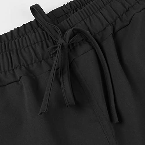wmjolc Women's Cargo Pants Cotton Casual Joggers Pants Outdoor Combat Work Trousers Drawstring Waist Sweatpants with Pocket Black