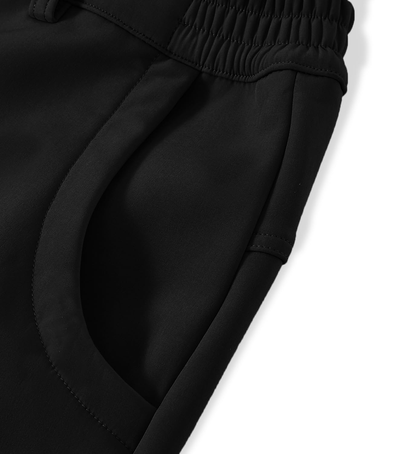 BASUDAM Men's Cargo Work Pants Snow Waterproof Softshell Winter Fleece Lined Insulated Outdoor Mountain with 6 Pockets Black 32