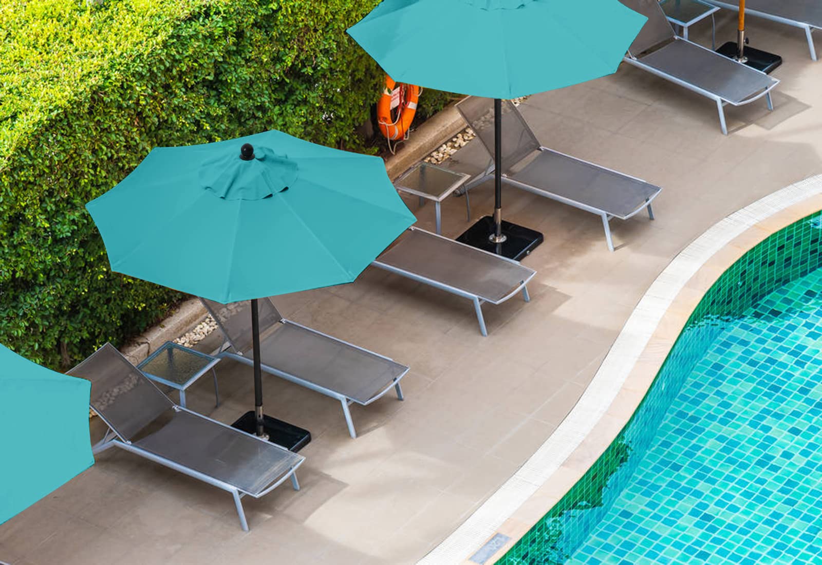 MASTERCANOPY Patio Umbrella 9 ft Replacement Canopy for 8 Ribs-Turquoise Canopy Only