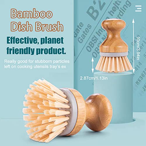 Bamboo Dish Brush Scrub Wooden Brush - Bamboo Dish Brush，Brush for Dishes,Palm Brush Dish Scrubber Suitable for Washing Dishes,Stubborn Stains & Vegetables.