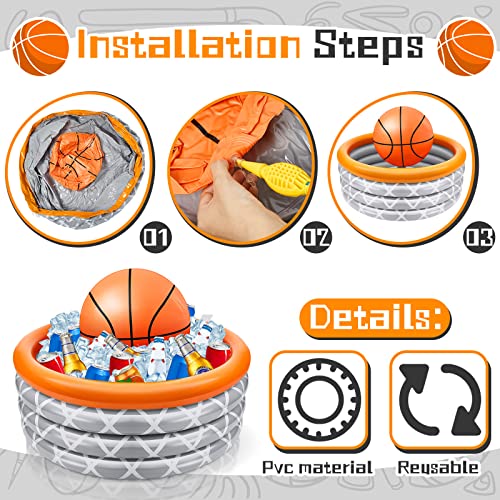 Honoson 1 Pcs Inflatable Cooler Inflatable Basketball Drink Cooler Inflatable Cooler for Parties Supplies Basketball Sports Themed Parties