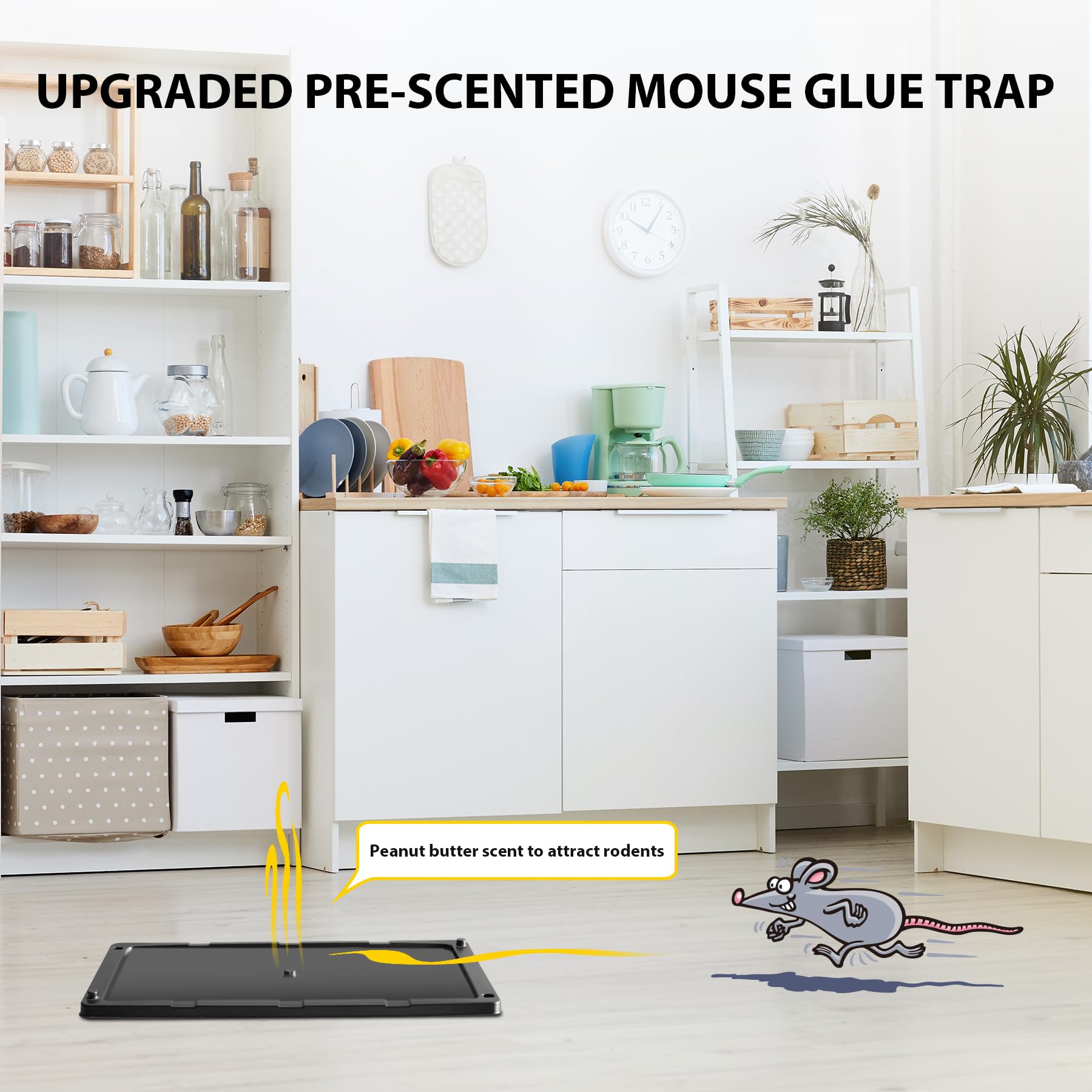 TRAP IT! Mouse Traps Indoor for Home, 12 Pack Pre-Baited Sticky Glue Traps for Mice & Rats, Larger Heavy Duty Adhesive Plastic Trays Pet Family Safe for Rodents, Snakes, Spiders, Lizards Pest Control